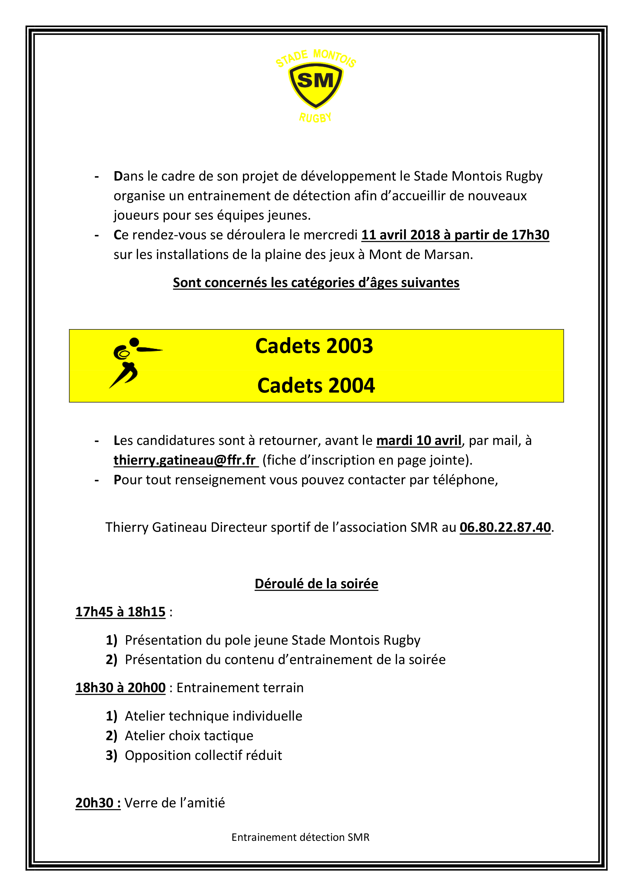 Détection Cadet - Stade Montois Rugby - Landes